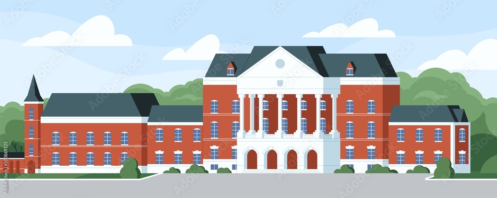 University building exterior. Classic European high school, college ...