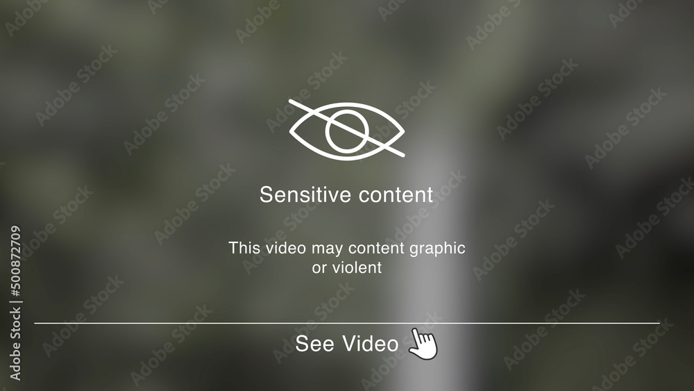 Sensitive Content Animation with Blurred Video and Clicking Cursor to ...