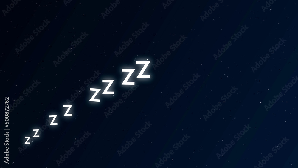 Sleeping zzz symbol or sign animation on space with star background ...