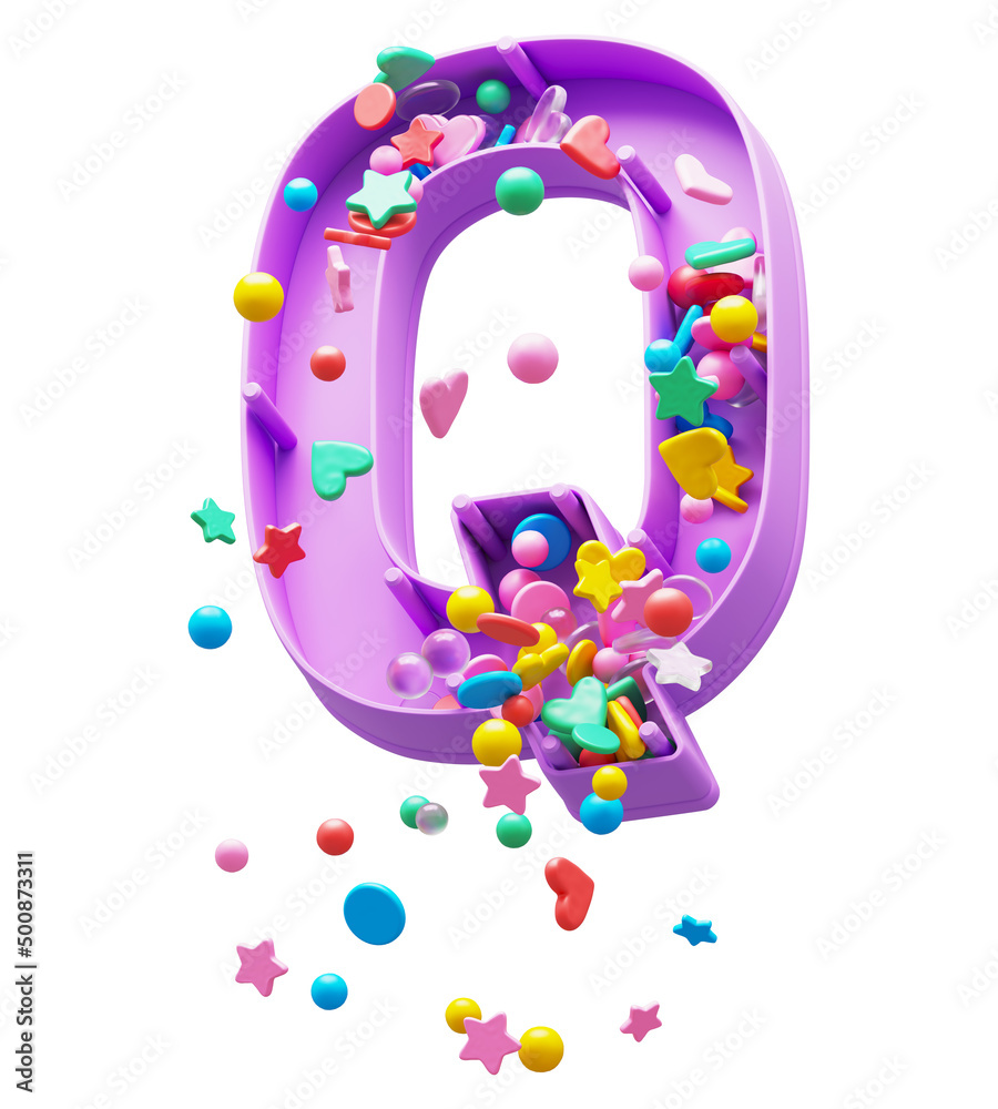 Falling down candy from a plastic box font. Letter Q Stock Illustration ...