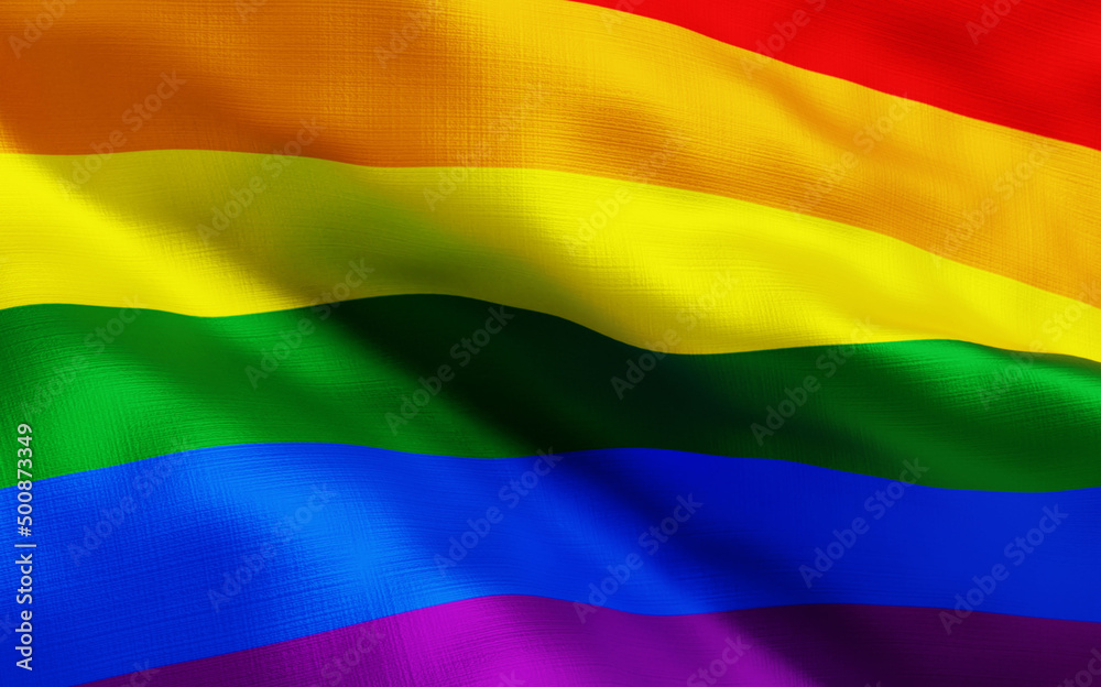 lgbt waving flag close up; 3d render; illustation; Stock Illustration ...