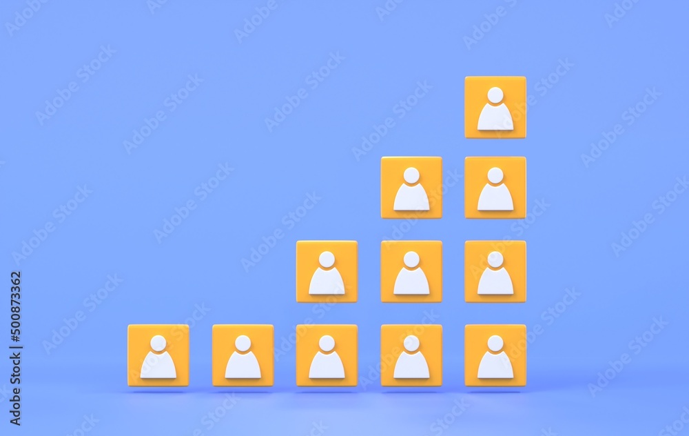 Hierarchy of company, 3d render. Organization of team structure in ...