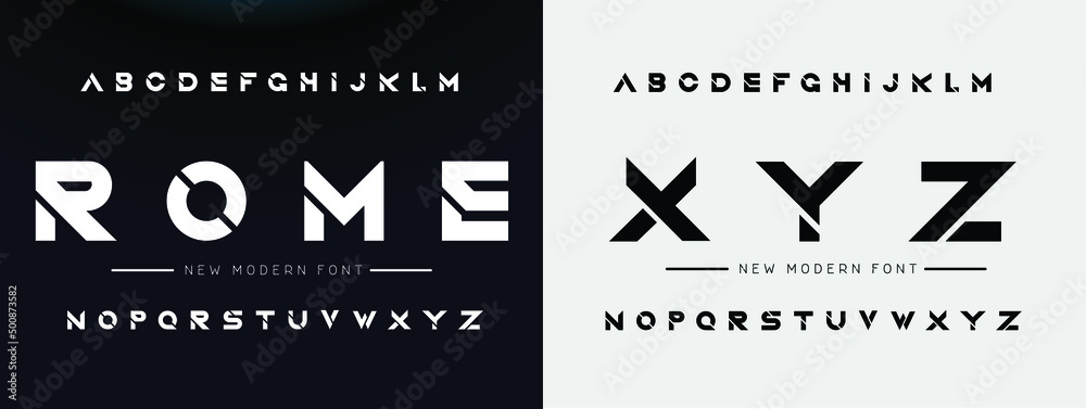 ROME Sports minimal tech font letter set. Luxury vector typeface for ...