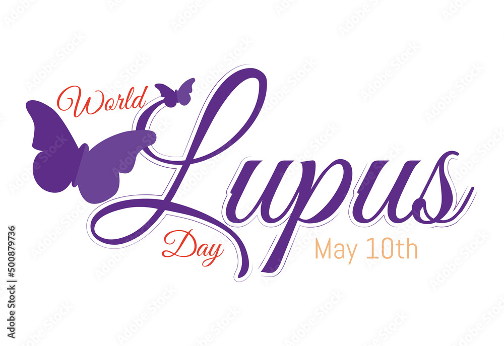 Lupus awareness day. Vector illustration with purple butterflies as a ...