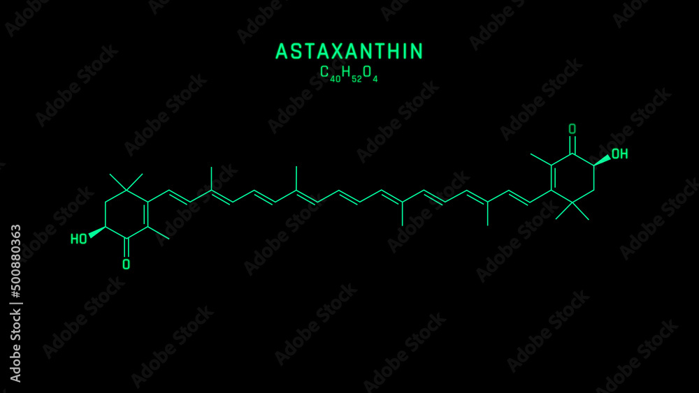 Astaxanthin Skeletal Formula or Molecular Structure Symbol on black ...