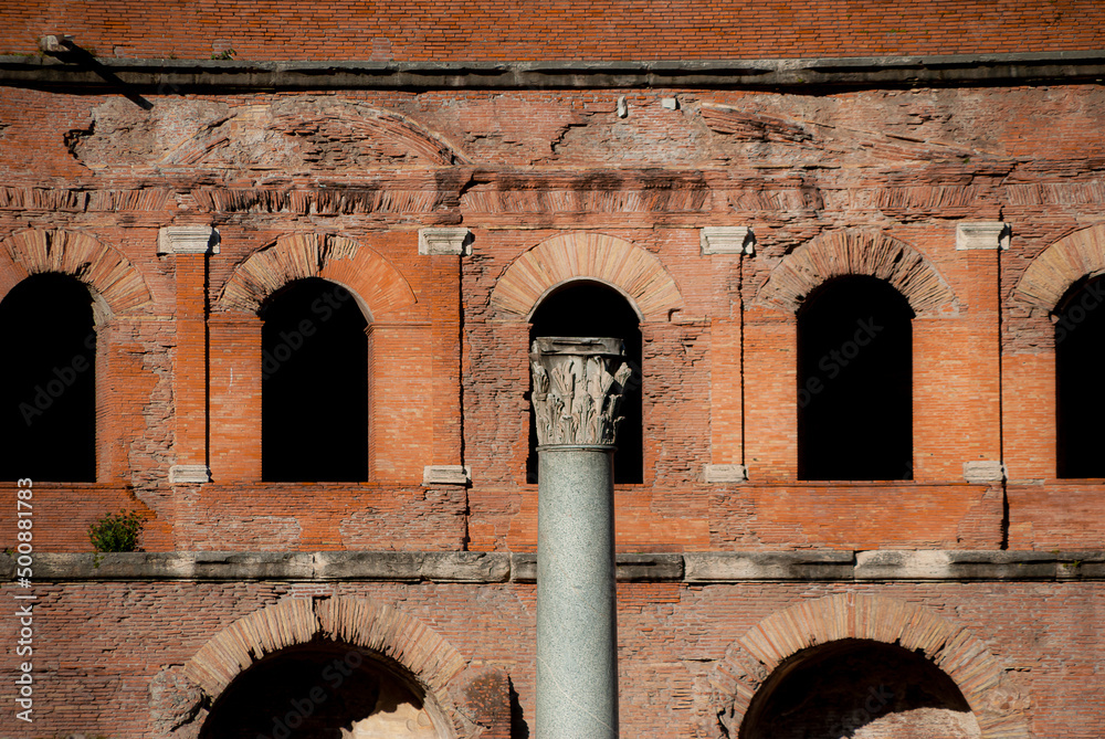 Details of the famous ancient Rome Trajan's Market. It s a large ...