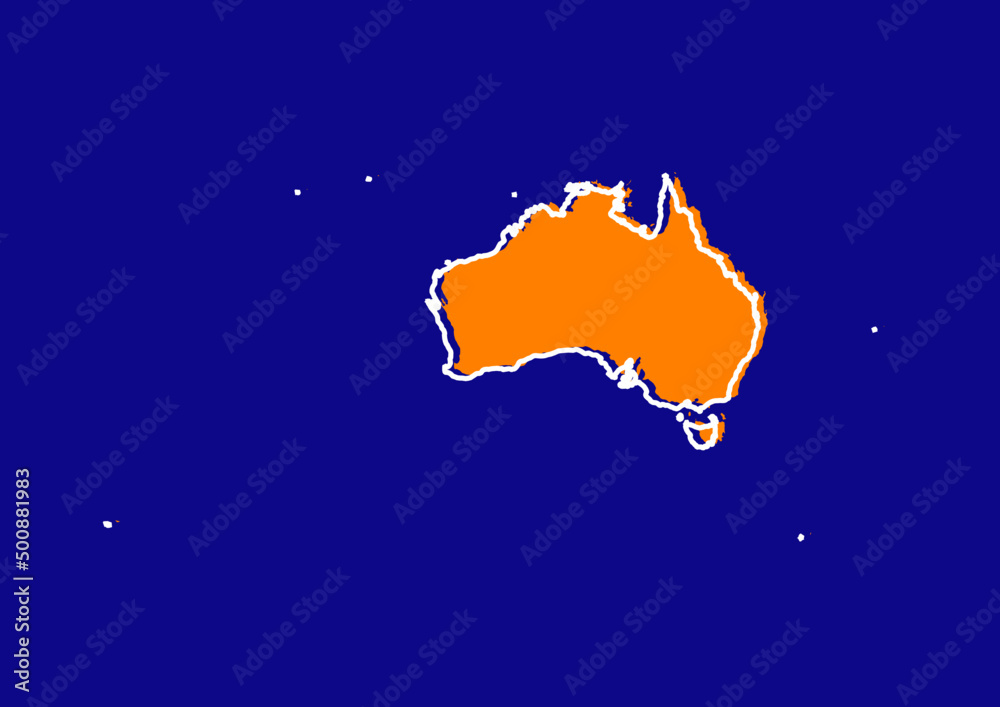 Outline map of Australia, stylized concept map of Australia. Orange map ...