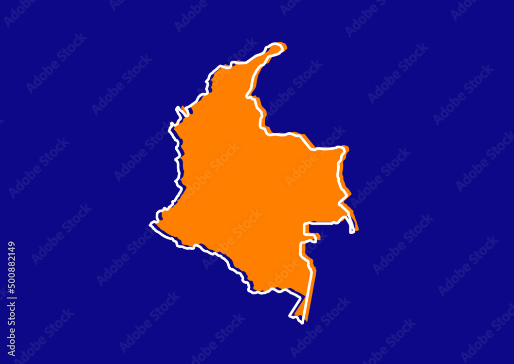 Outline map of Colombia, stylized concept map of Colombia. Orange map ...