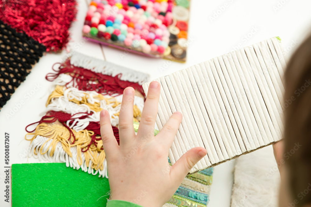 Cards of different textures. Sensory device for infants or children ...