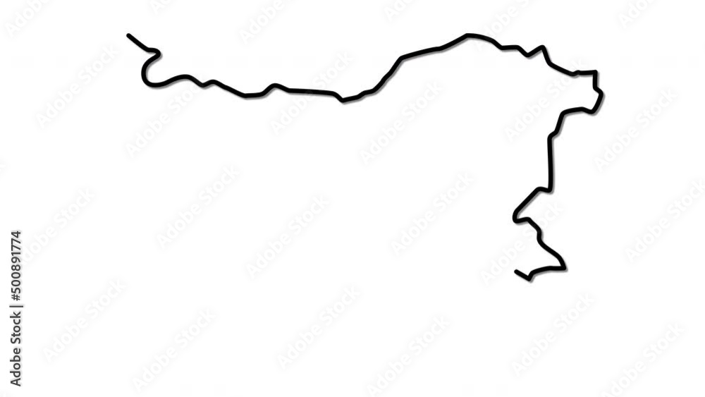 Bulgaria - country map outline self drawing animation. Line art. White ...