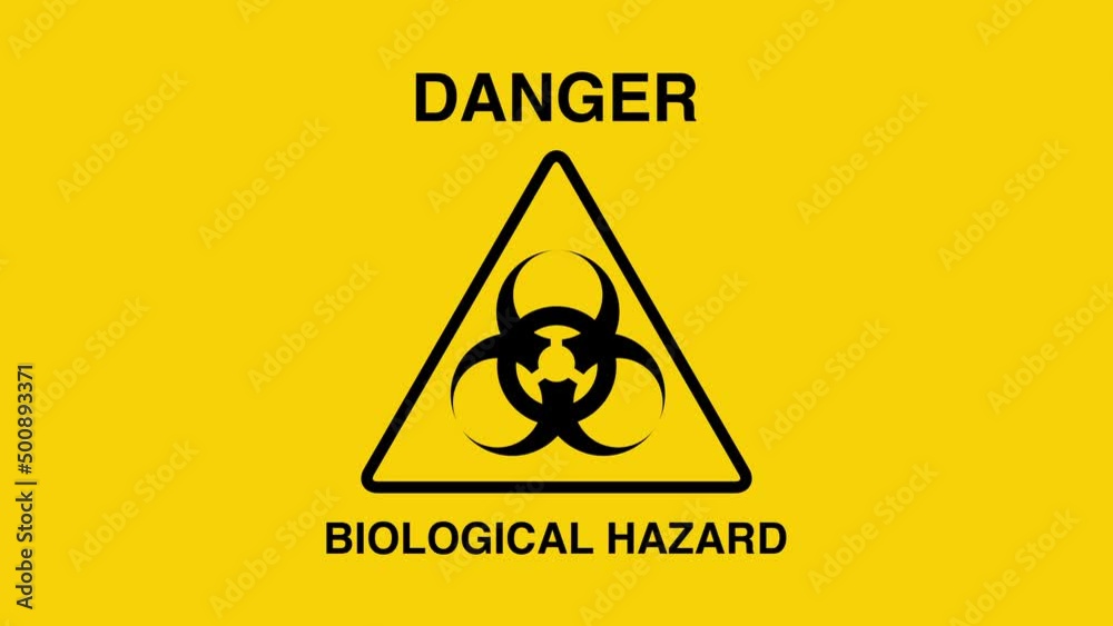 Danger Biohazard Symbol Sign Animation on White Background and Green ...