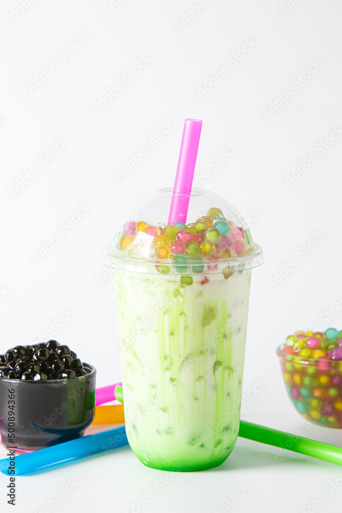 Traditional beverage of asia taiwan, Ice buble or boba milk tea in ...