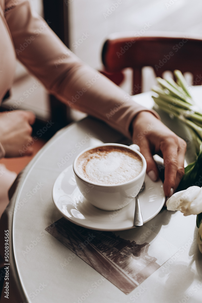 Visiting a French style cafe. Stylish aesthetic photo of coffee from ...