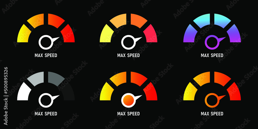 Speedometer Logo Icon Max Speed Meter Vector Illustration Isolated On
