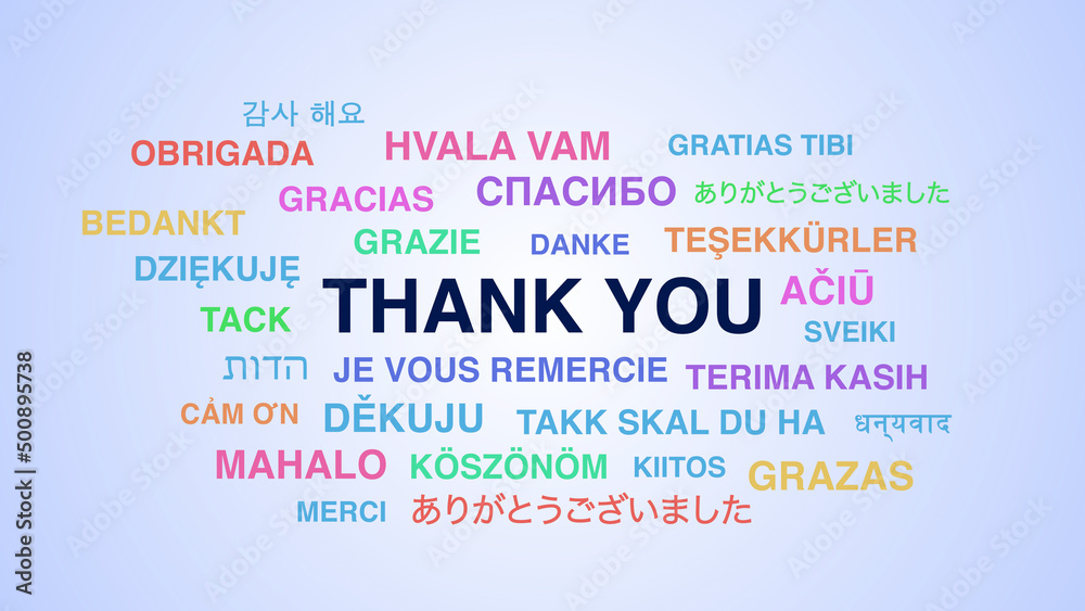 Thank You Word Cloud Thank You in Multi Language on Gradient Background ...