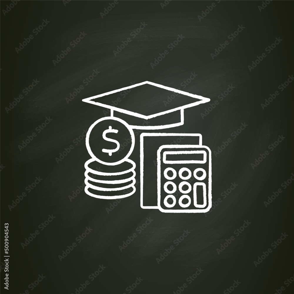 Education chalk icon. Budget planning. Calculating purchases. Money ...