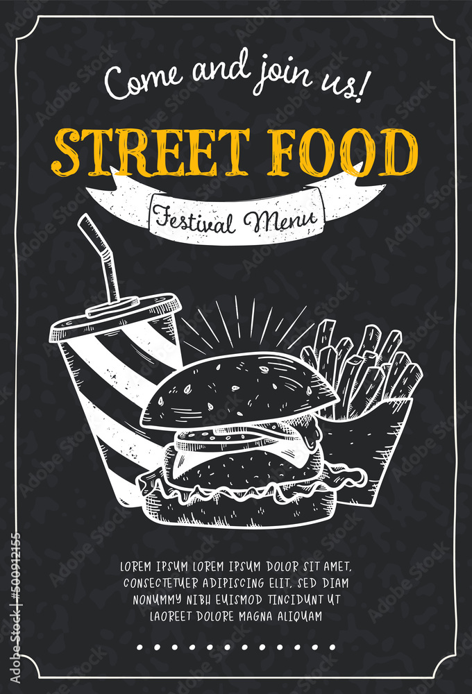 Lovely hand drawn menu card, yummy food, great for menus, advertisement ...