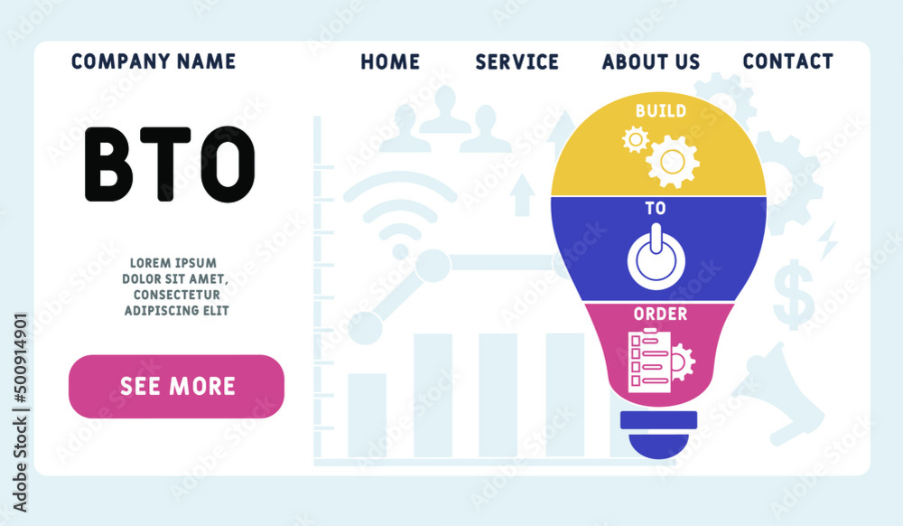 BTO Build to Order acronym. business concept background. vector illustration concept with ...