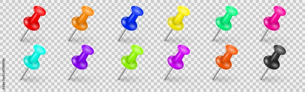 3d pin tack, pinned pushpin, stationery needle Stock Vector | Adobe Stock