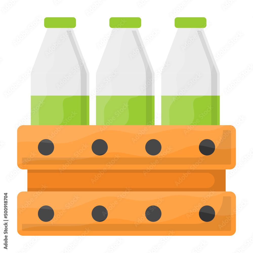 Pintie crates Concept, Dairy Farm Supplies vector color icon design ...