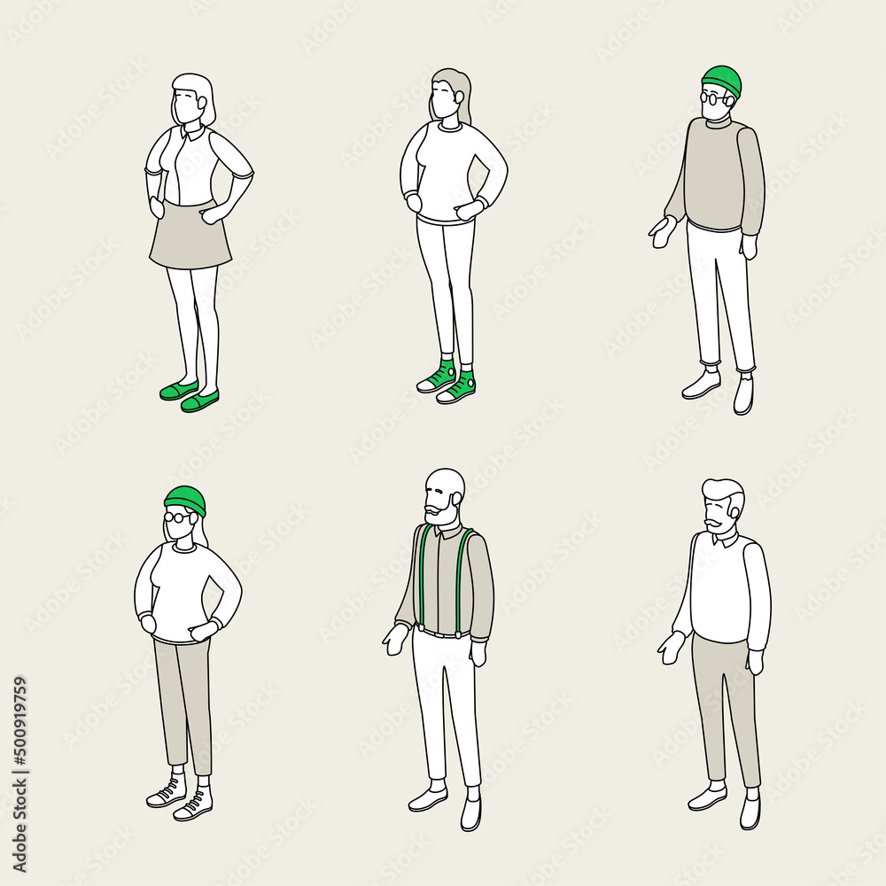 Set of different isometric people on white. Vector illustration flat ...
