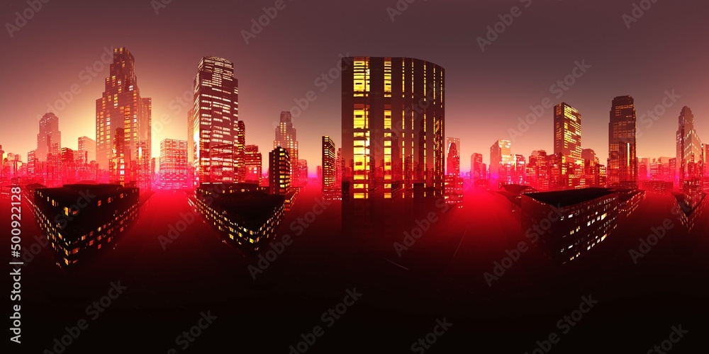 Night city. HDRI . equidistant projection. Spherical panorama. panorama ...
