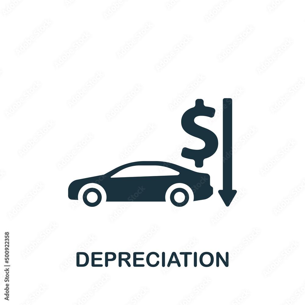 Depreciation icon. Monochrome simple Accounting icon for templates, web ...