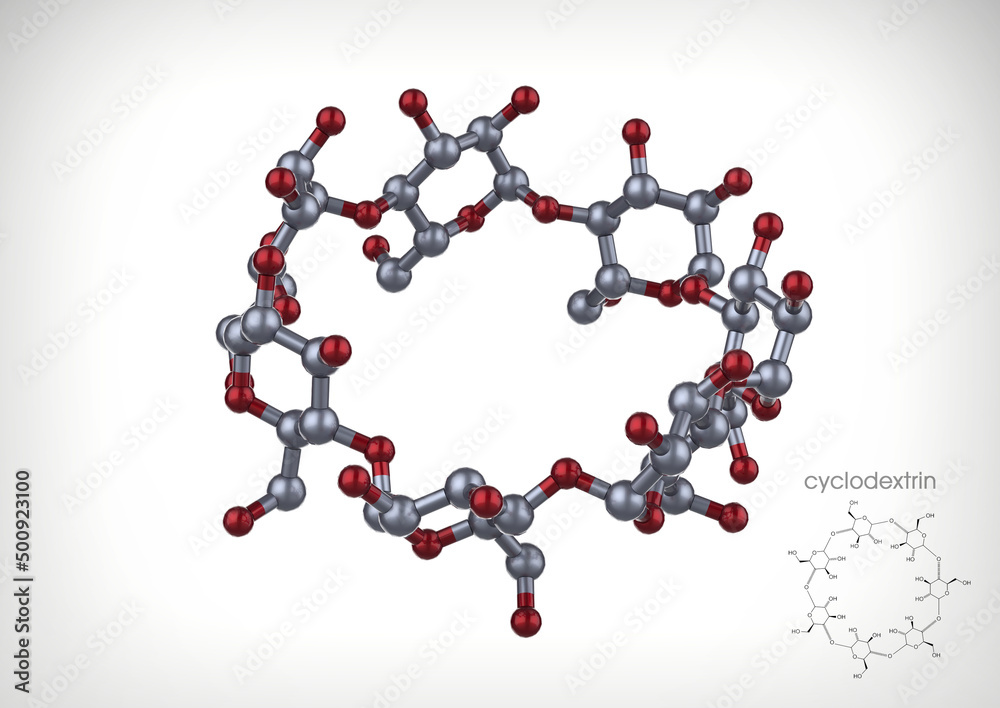 Molecular structure of cyclodextrin. 3d rendering of cyclodextrin ...