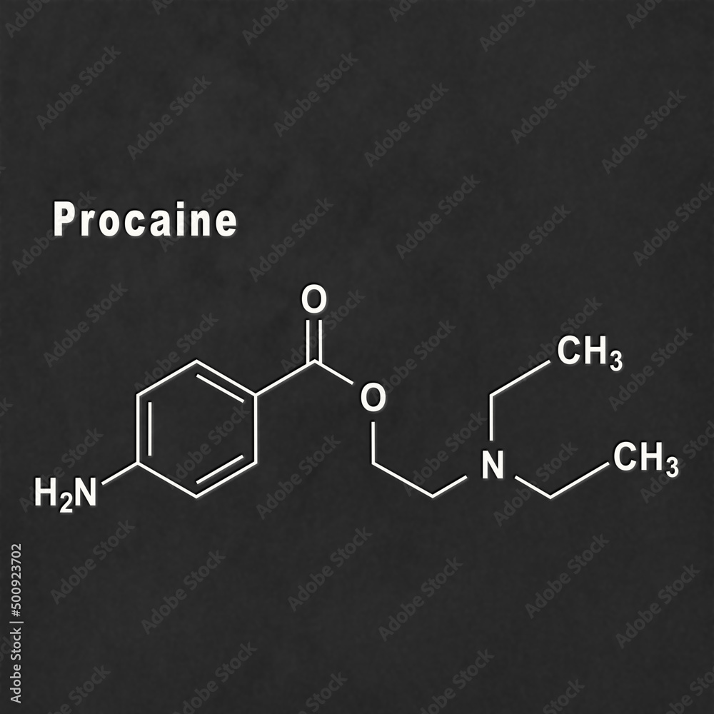 Procaine, anesthetic drug, Structural chemical formula Stock Photo ...