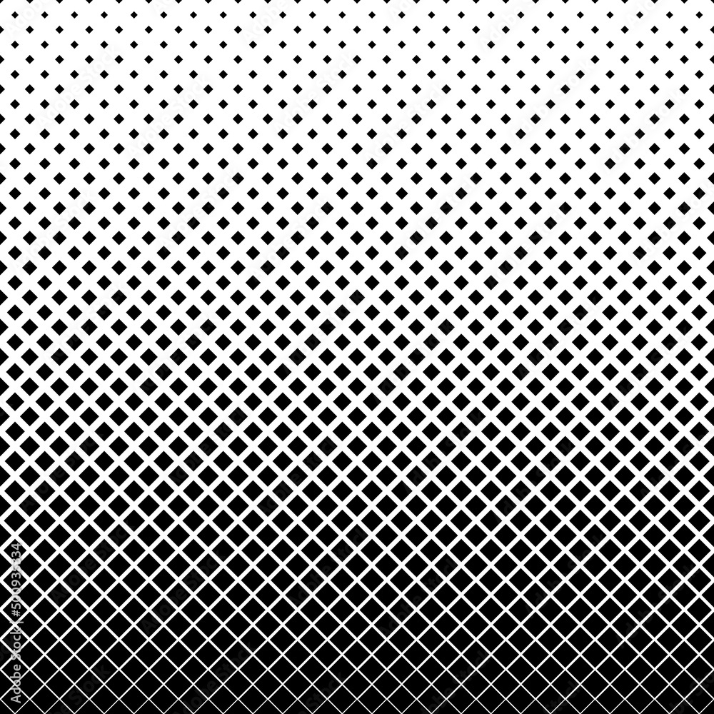 Geometric halftone pattern of black squares on a transparent background. Vector illustration ...