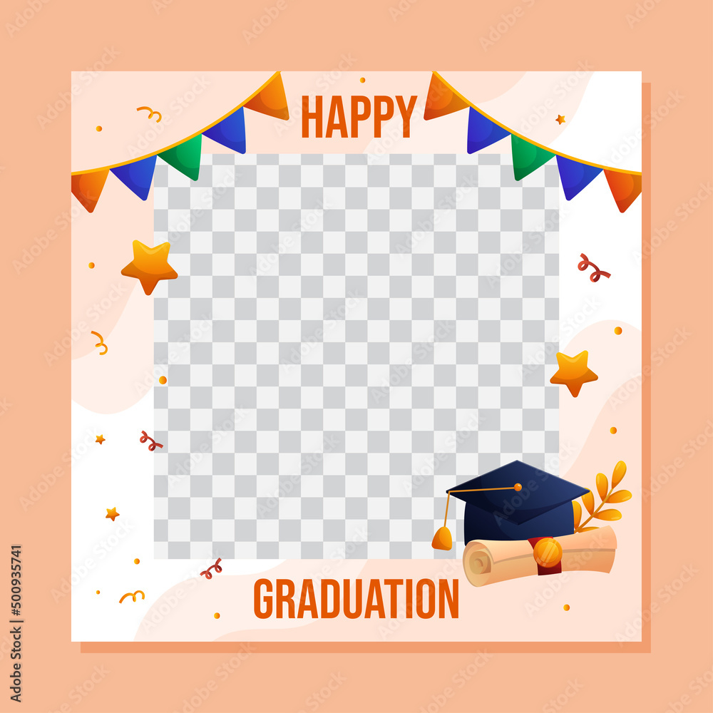 Graduation square social media template with empty space for student ...