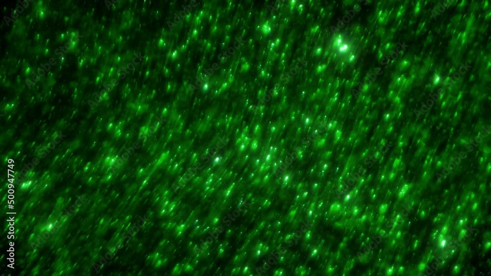 Ethereal shimmering abstract green energy particles loop background ...