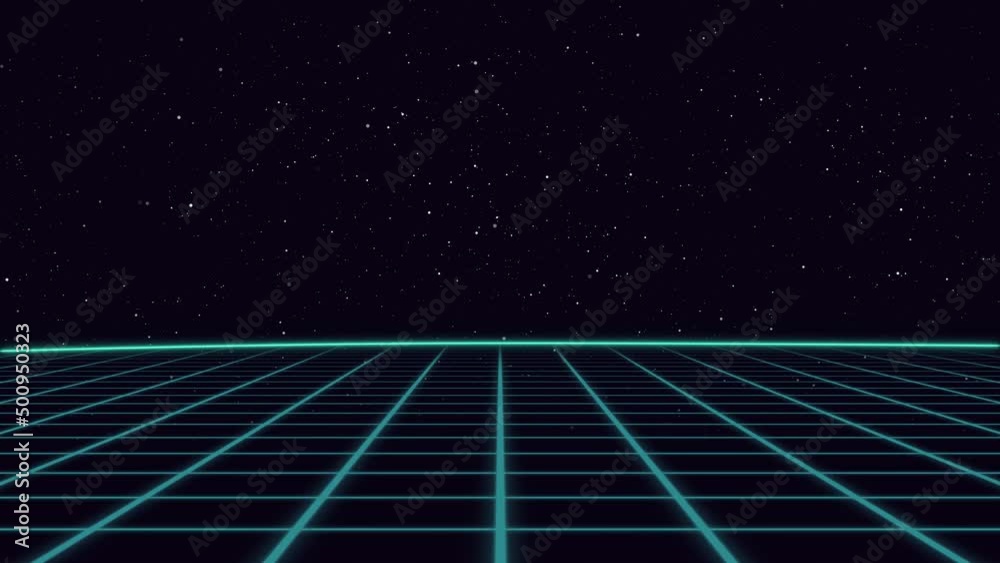 Retro 80s Background Animation Loops Featuring Blue Neon Grids and ...