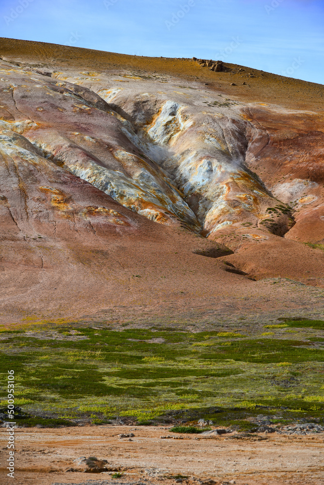 The colorful slopes of Leirhnjukur, or Mud Peak, a 525m high active ...