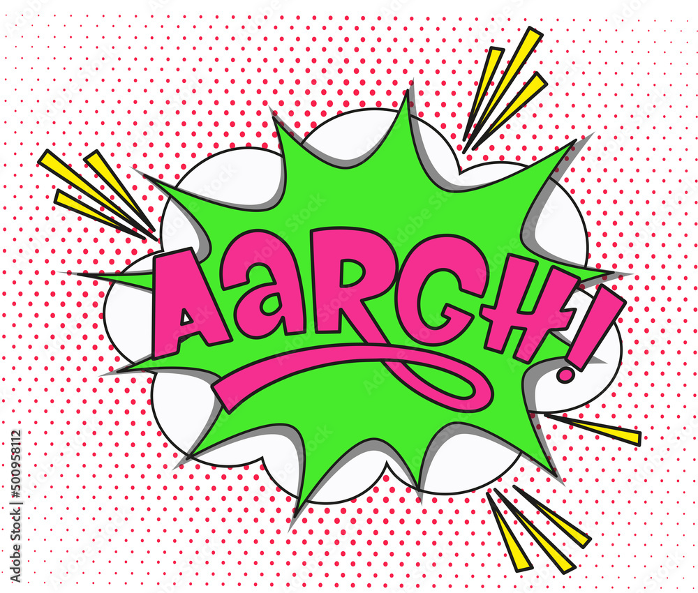 Comic lettering aargh with red lips and an open mouth. Vector bright ...