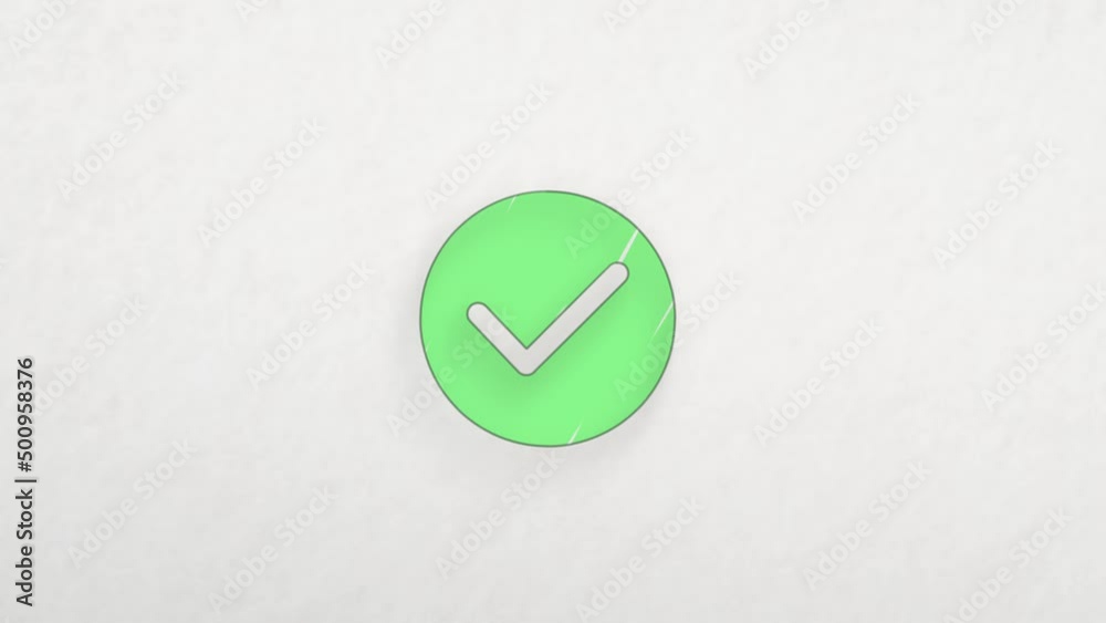 Check mark icon with color drawing effect. Doodle animation. 4K Stock ...