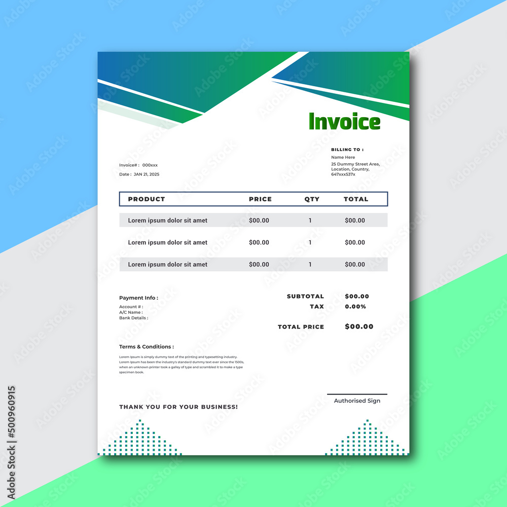 Modern and corporate invoice design template. Bill form business ...