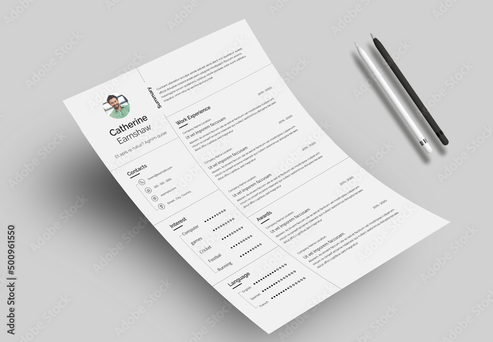 Clean Creative Resume Stock Template | Adobe Stock