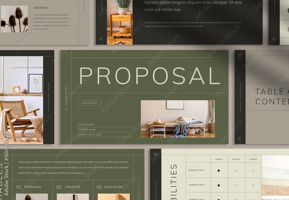 Minimalist Aesthetic Proposal Presentation Stock Template | Adobe Stock