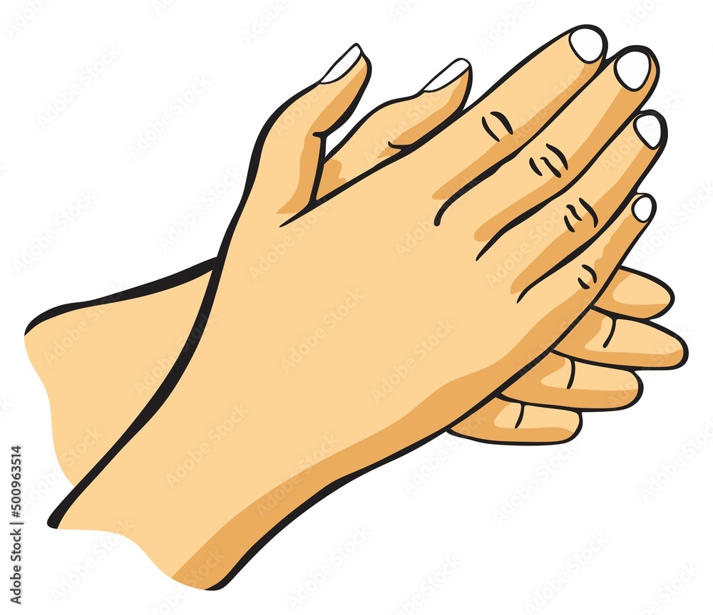 Pair Of Right And Left Human Hands Clapping Or Rubbing Or Washing Drawing Concept On Isolated