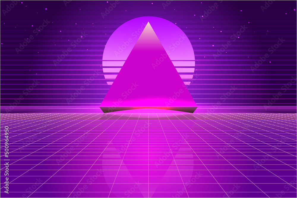 Poster Retro Sci-Fi futuristic background 1980s and 1990s style 3d ...