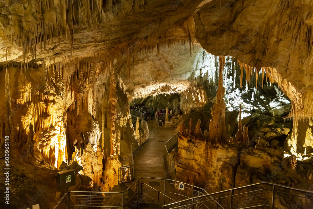 Beautiful view of the Frasassi caves, Grotte di Frasassi, a huge karst ...