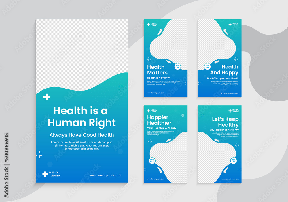 Health clinic Social media story frame set background template with ...