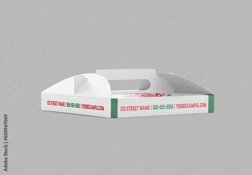 Vintage Pizza Box with Handles Mockup Stock Template | Adobe Stock