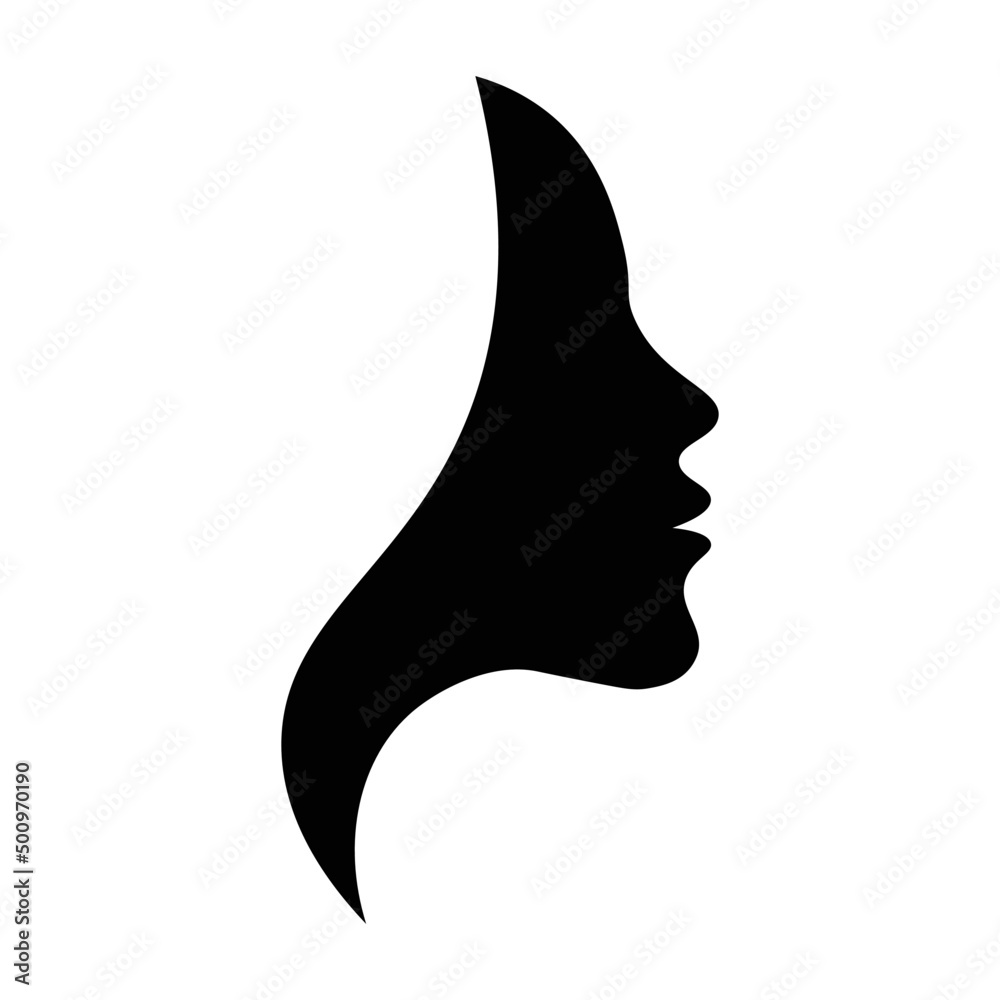 Black Beautiful Woman Face Logo Icon Vector Isolated On White