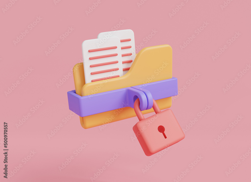 Folder icon with lock isolated on pink background. Modern private ...