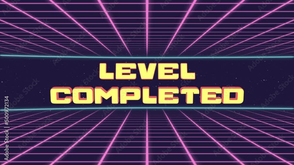 Level Completed Title Animated Retro Futuristic 80s 90s Style ...