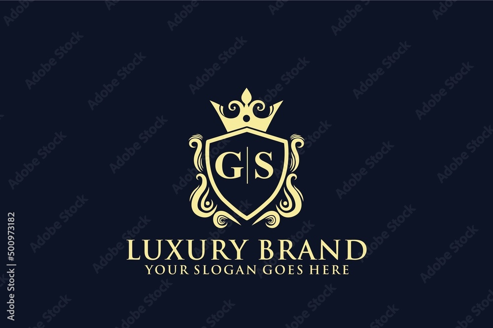 letter Initial GS elegant luxury monogram logo or badge template with ...