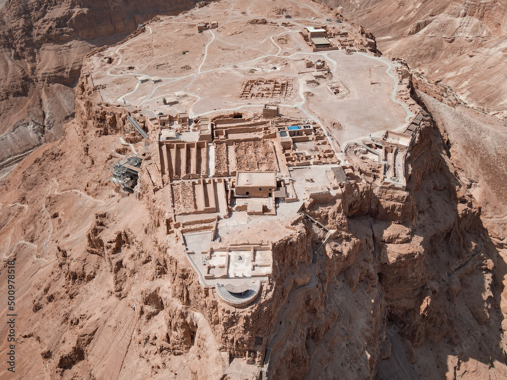 Photography Poster Aerial view of ruins of fortress Masada National ...