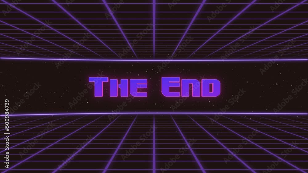 The End Title Animated Retro Futuristic 80s 90s Style. Animation ...